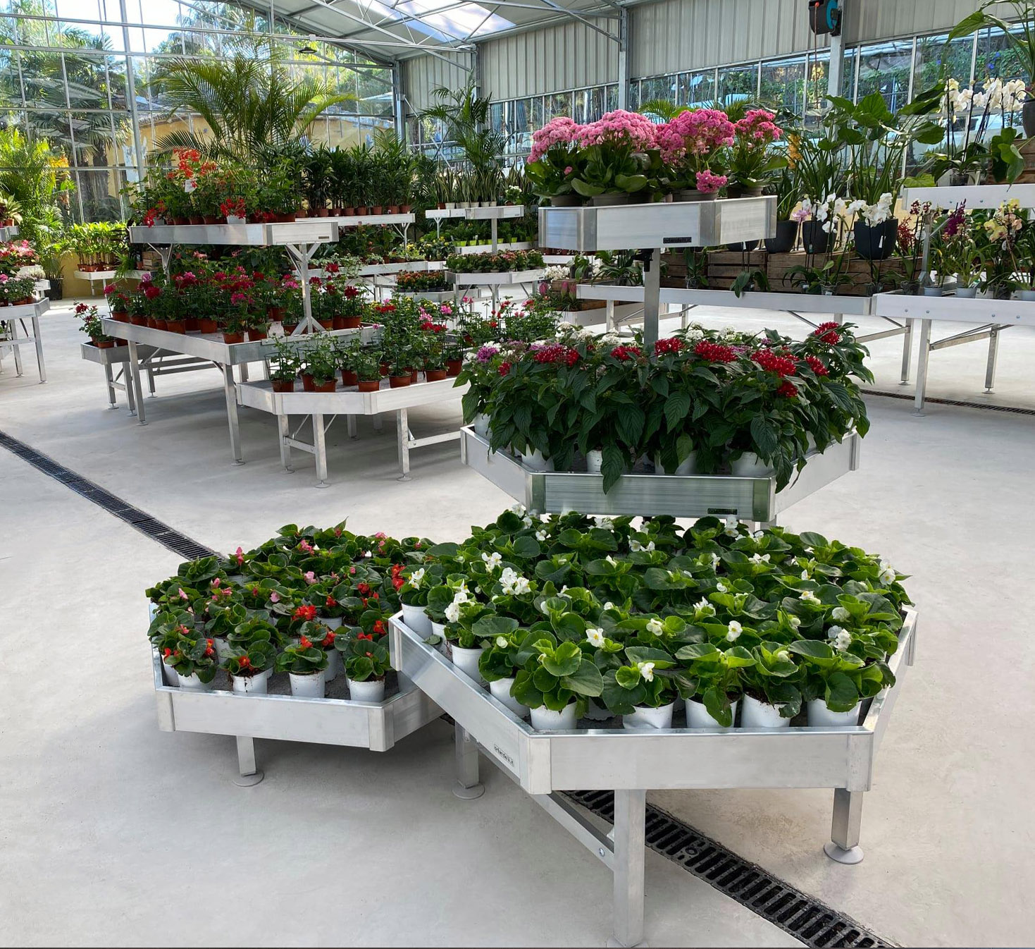 Ebb and flow system, benches and display, sale of garden center products, 1